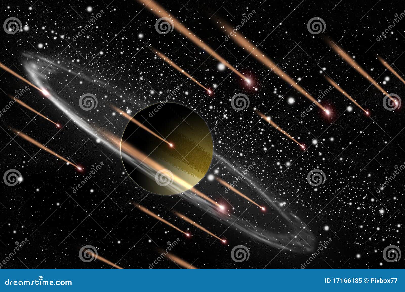 Gas planet and comet stock illustration. Illustration of fall - 17166185