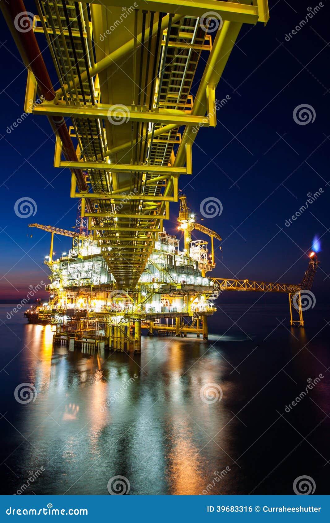 Gas Platform or Rig Platform in Sunset or Sunrise Time Stock Photo ...