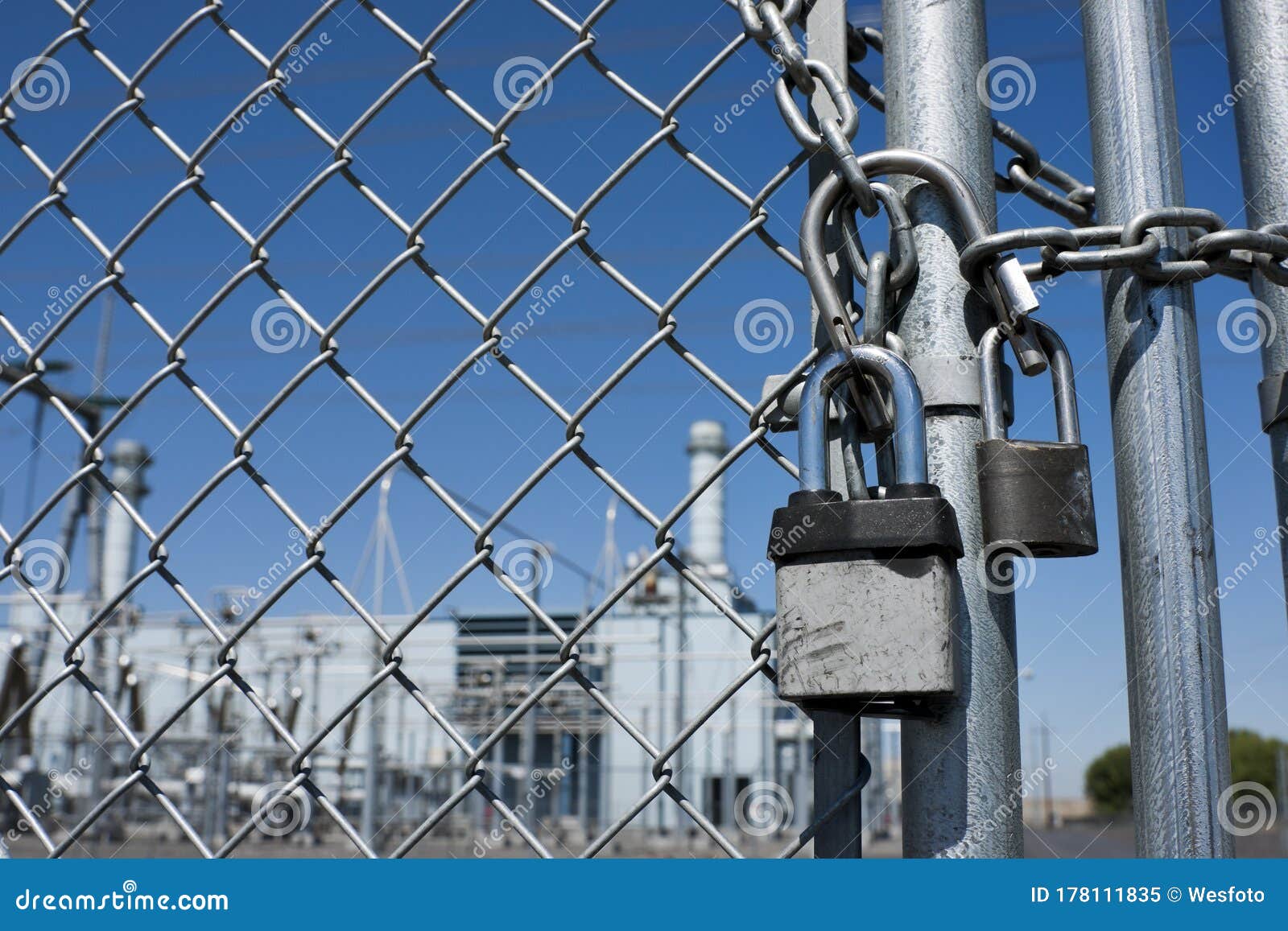 Gate Locked With A Lock To Prevent People Get Inside Of Facilitiy In ...