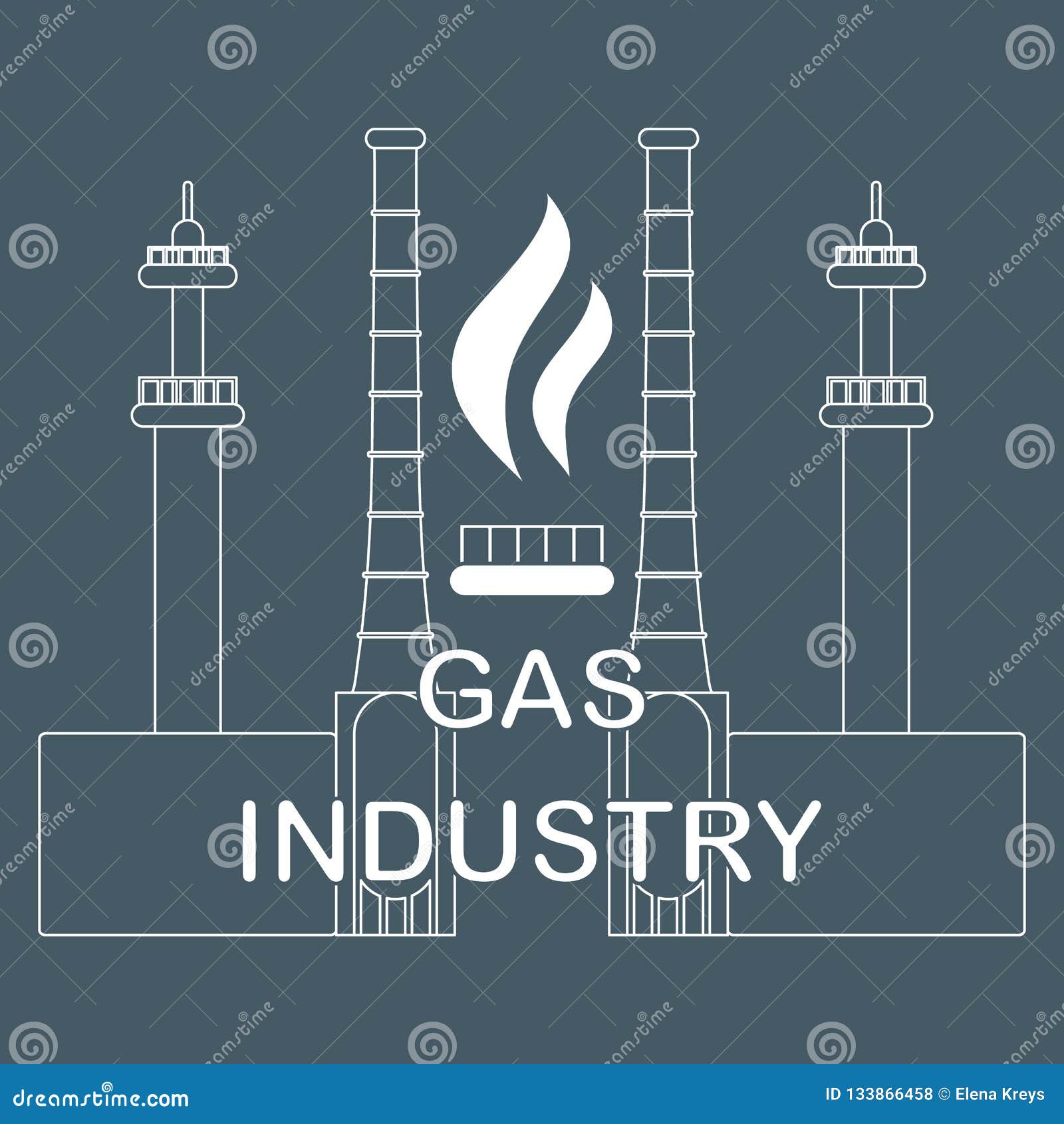 Gas Processing Plant.Gas Burner with Flame Stock Vector - Illustration ...