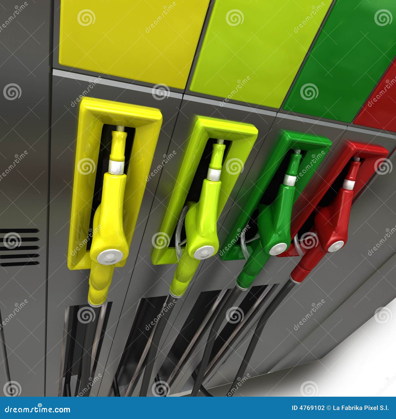 Gas pumps in colors stock illustration. Illustration of green - 4769102