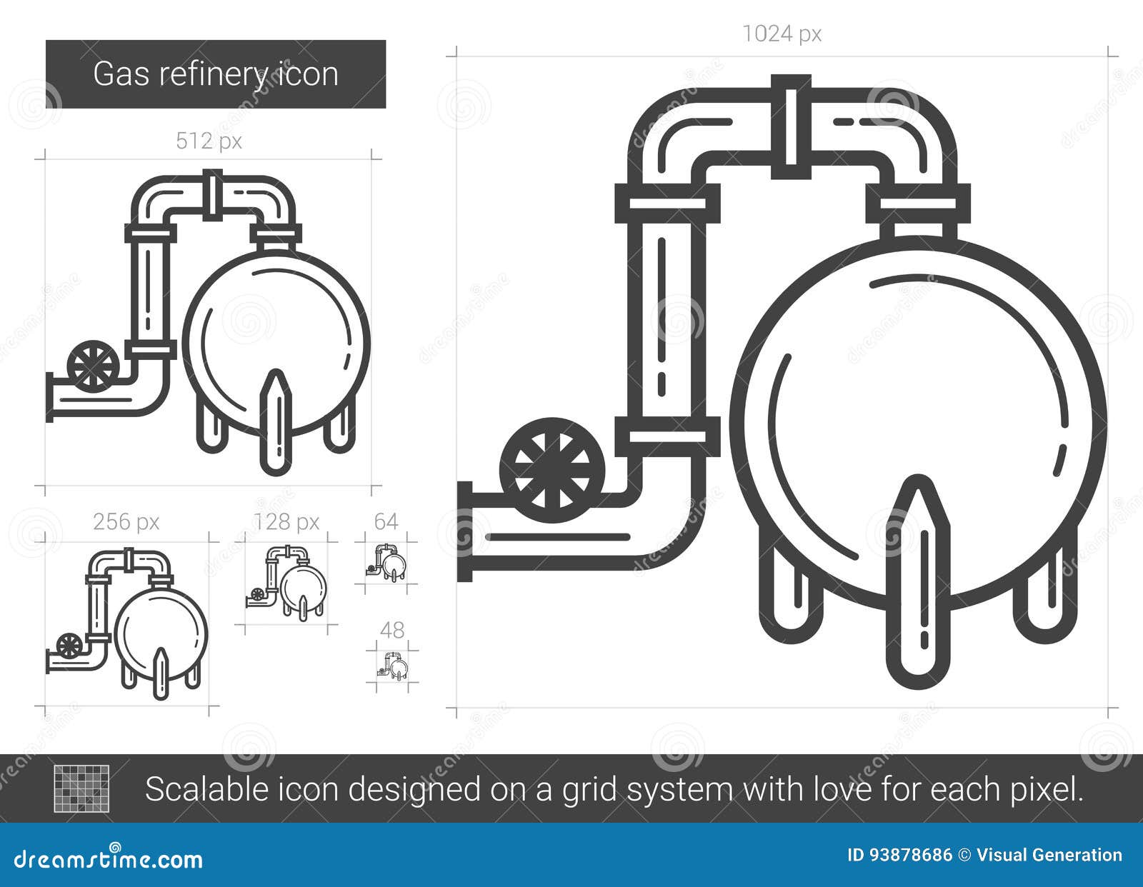 Gas refinery line icon. stock vector. Illustration of outline - 93878686