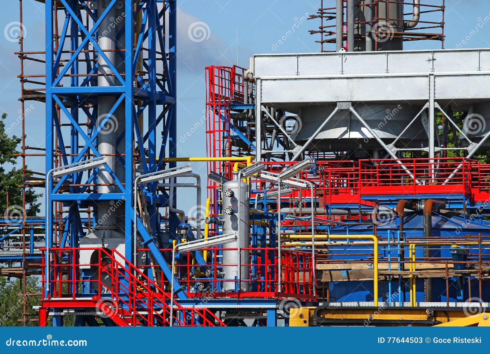 Gas refinery pipelines stock image. Image of chemical - 77644503
