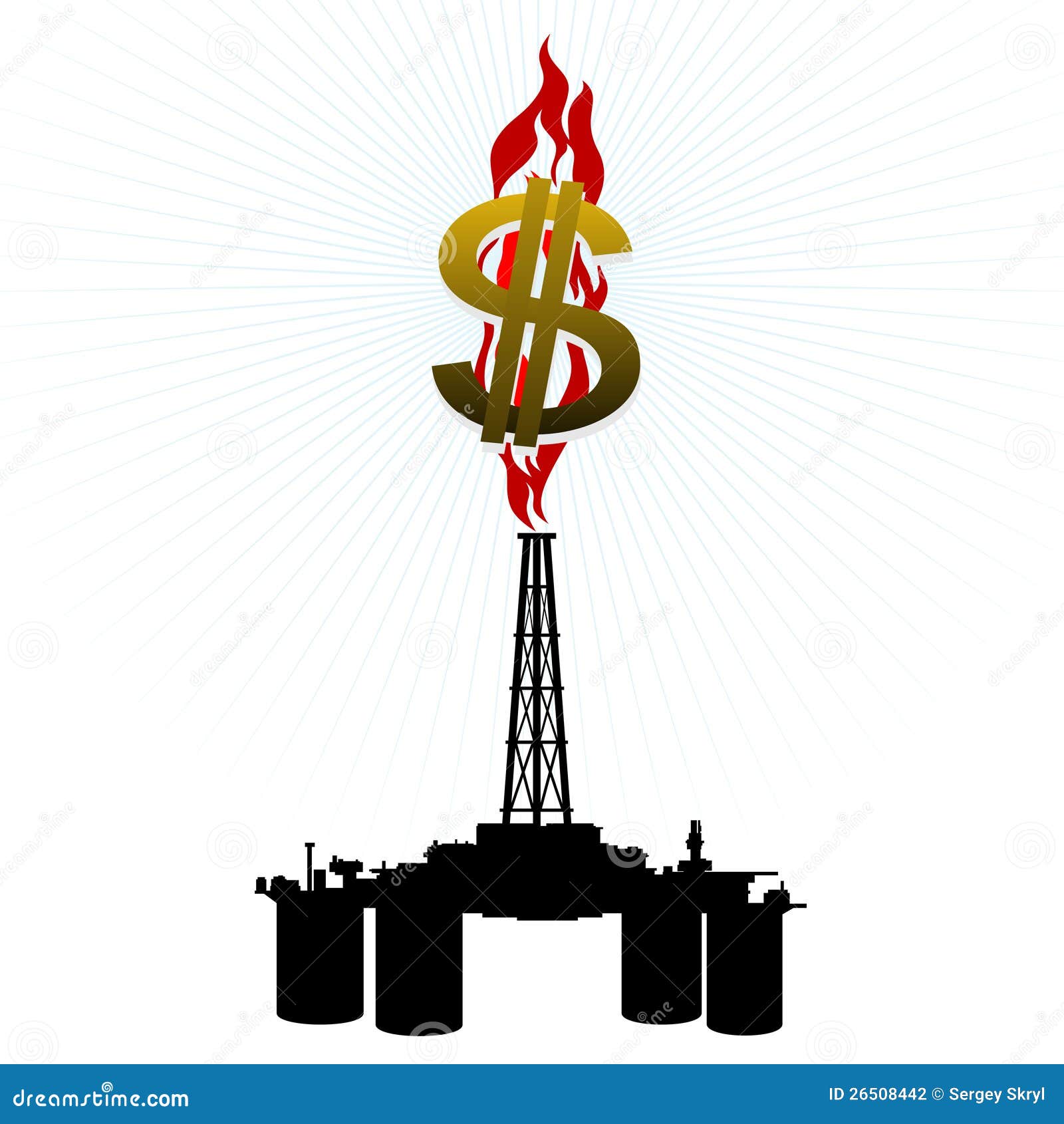 Gas rig and a dollar sign stock vector. Illustration of drawing - 26508442