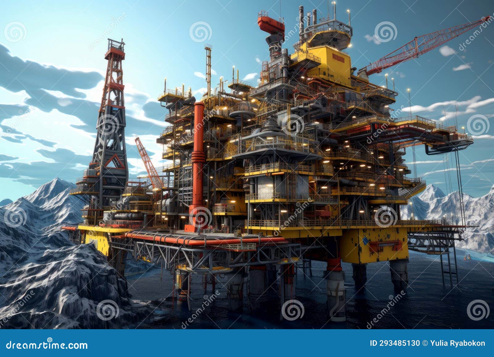 Gas Rig Platform. Generate Ai Stock Photo - Image of petrochemical ...