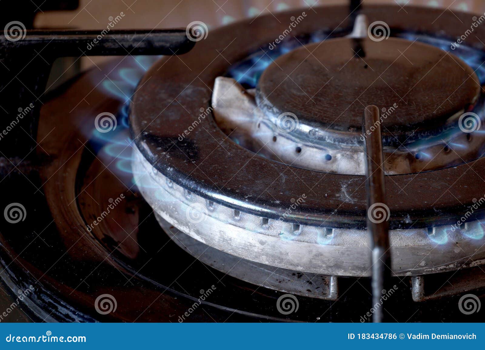 Gas ring on the stove stock photo. Image of connection - 183434786