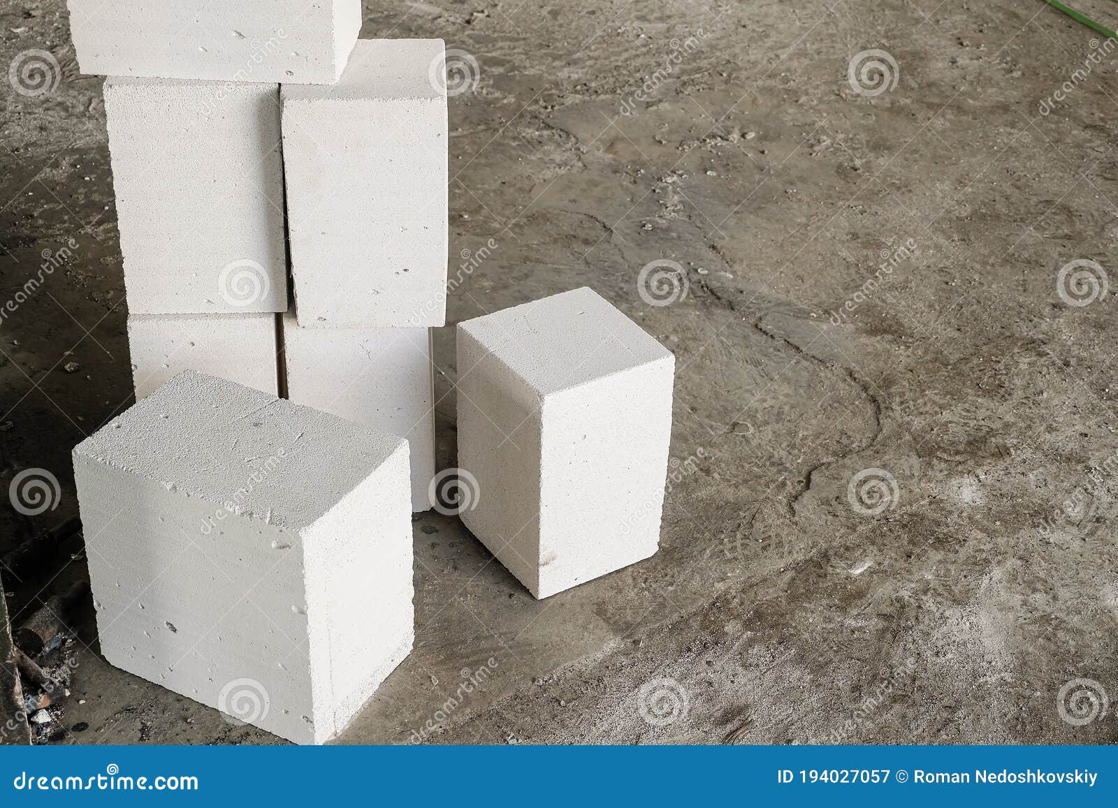 Gas Silicate Blocks for Construction on Concrete Floors Stock Image ...