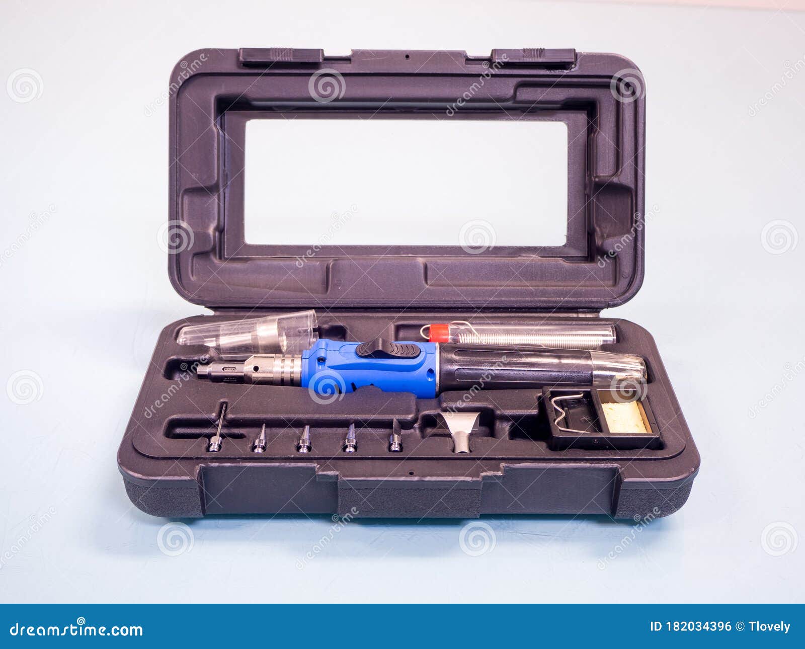 The Gas Soldering Iron in Box Isolated on White Background Stock Photo ...