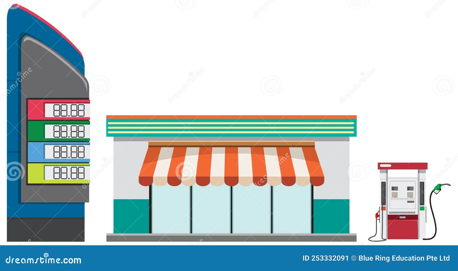 Gas Station in Cartoon Style Stock Vector - Illustration of fuel ...