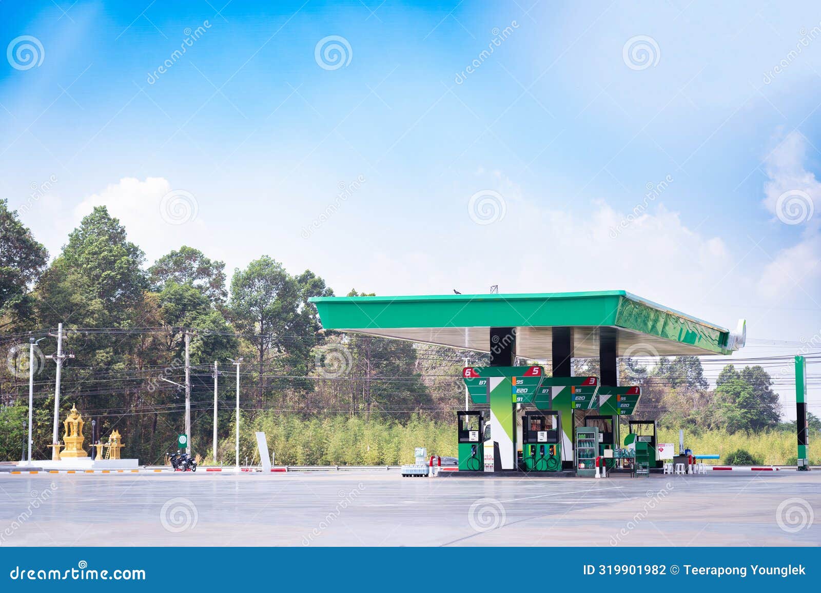 Gas Station with Clouds, Sky and Sunlight the Station is Ready To Serve ...