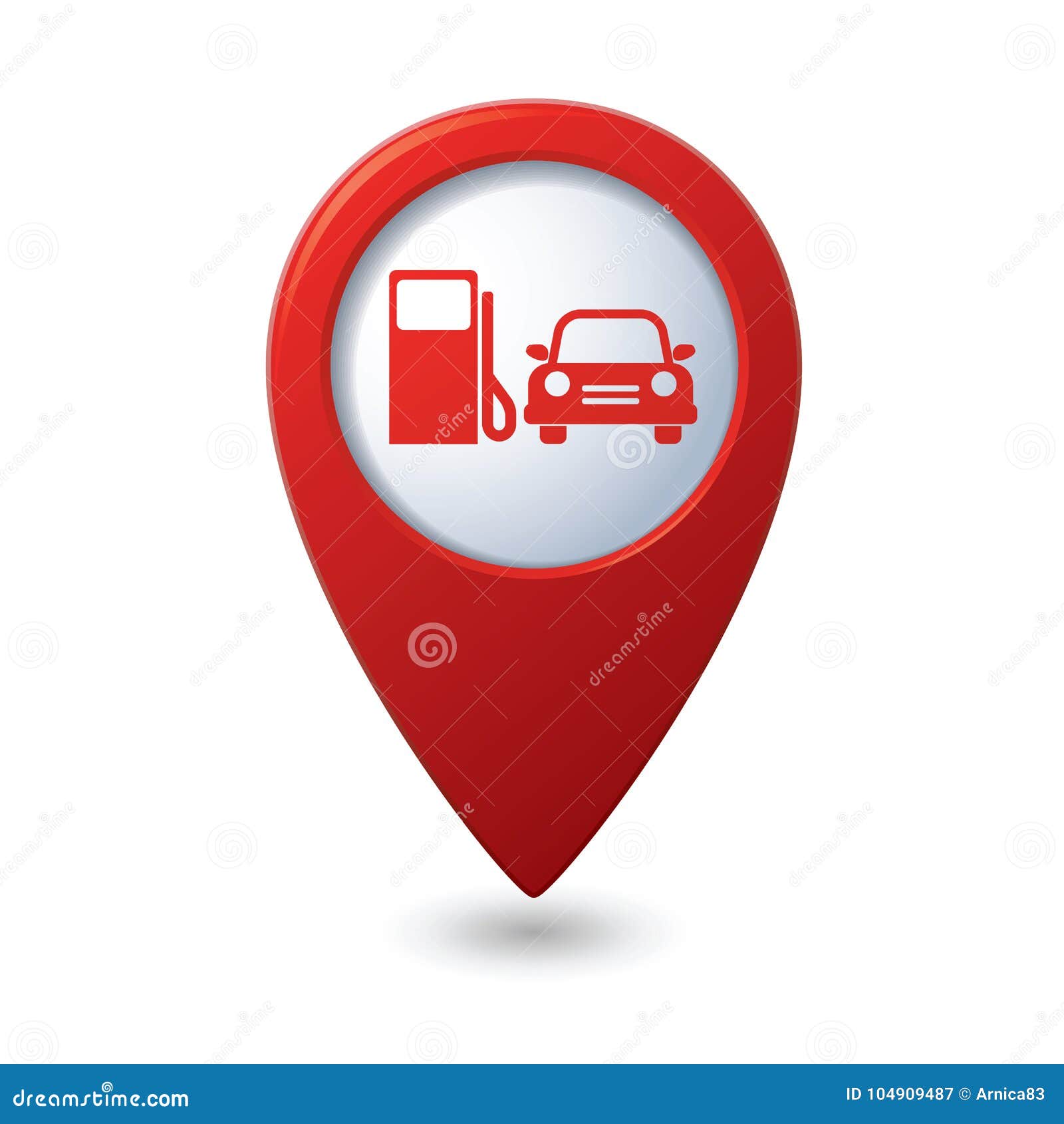 Gas Station Icon on the Map Pointer Stock Vector - Illustration of road ...