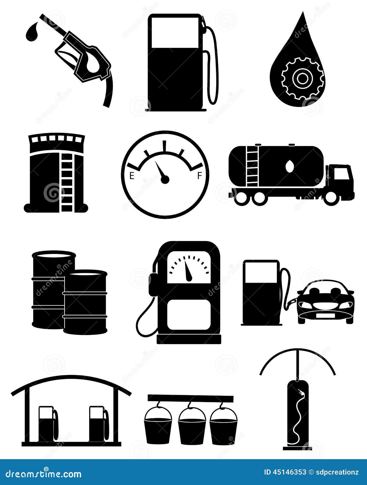 Gas Station Icons Black Vector Illustration | CartoonDealer.com #53056692
