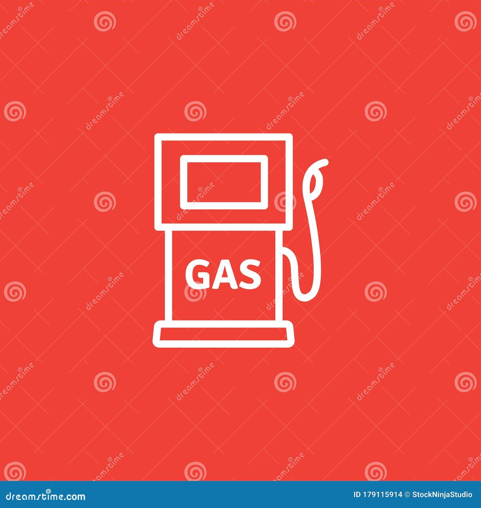 Gas Station Line Icon on Red Background. Red Flat Style Vector ...