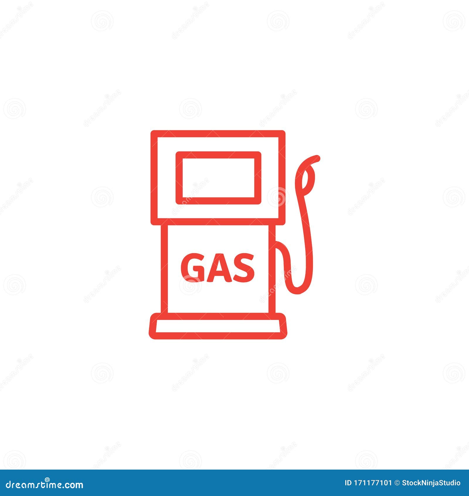 Gas Station Line Red Icon on White Background. Red Flat Style Vector ...