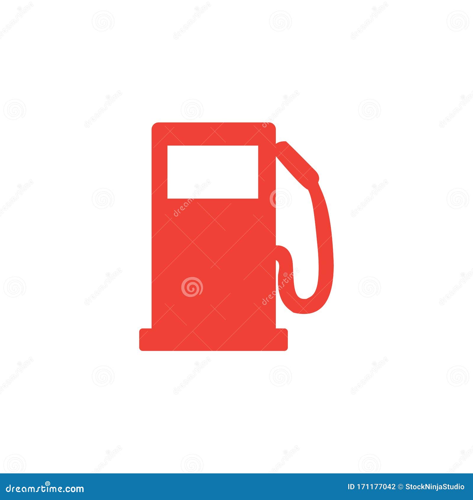 Gas Station Red Icon on White Background. Red Flat Style Vector ...
