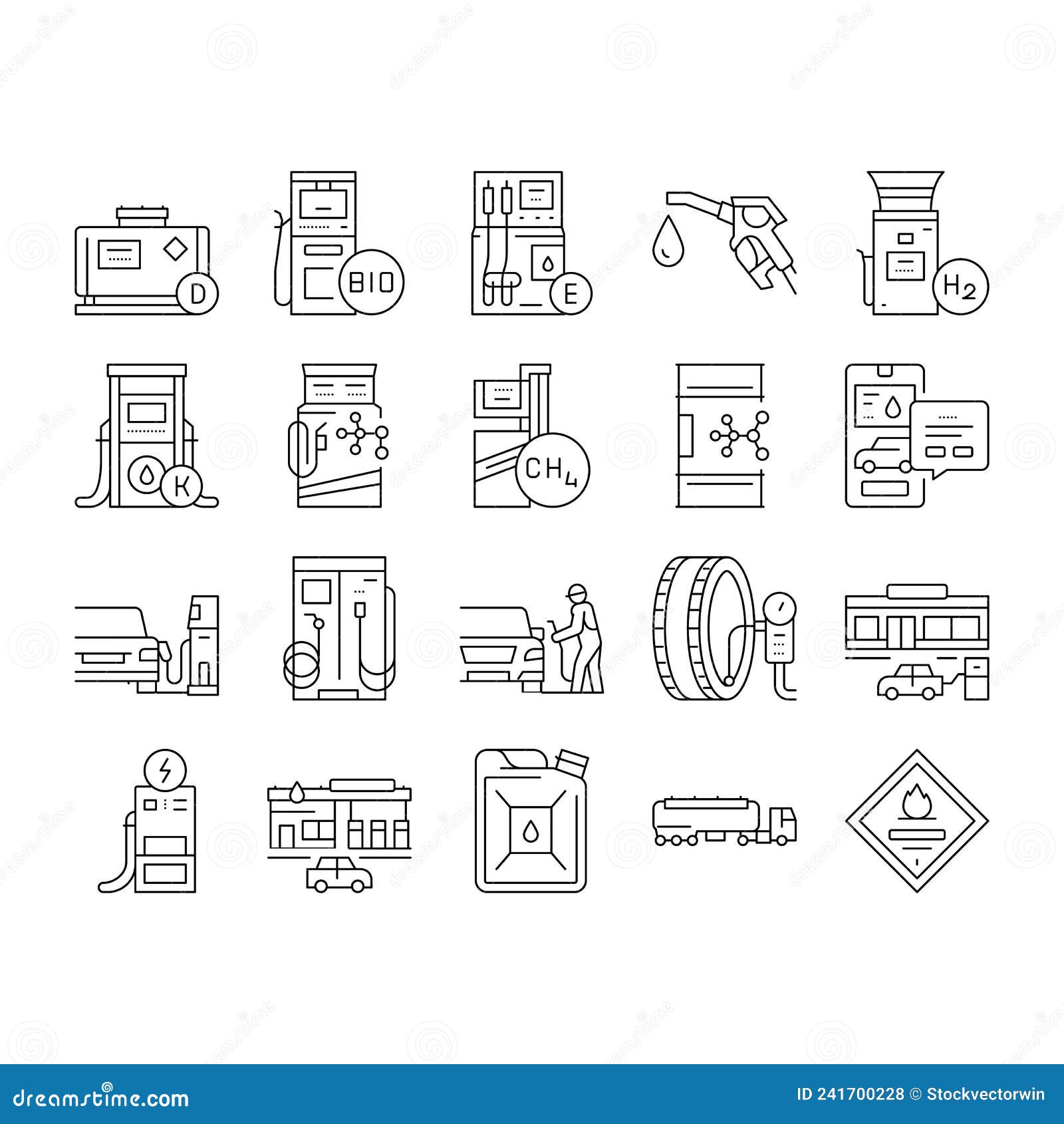 Gas Station Refueling Equipment Icons Set Vector . Stock Vector ... Gas Station Refueling Equipment Icons Set Vector . Stock Vector ...