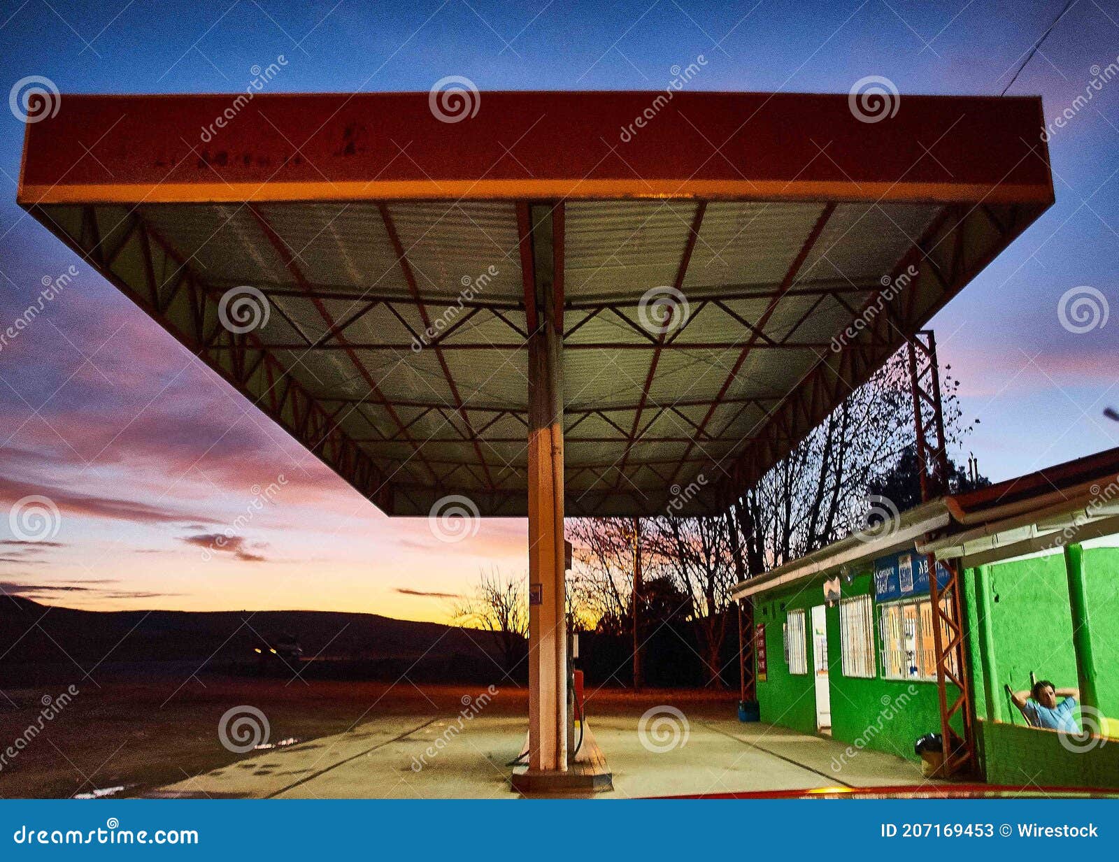 Gas Station at Sunset in the Evening Stock Image - Image of outdoors ...