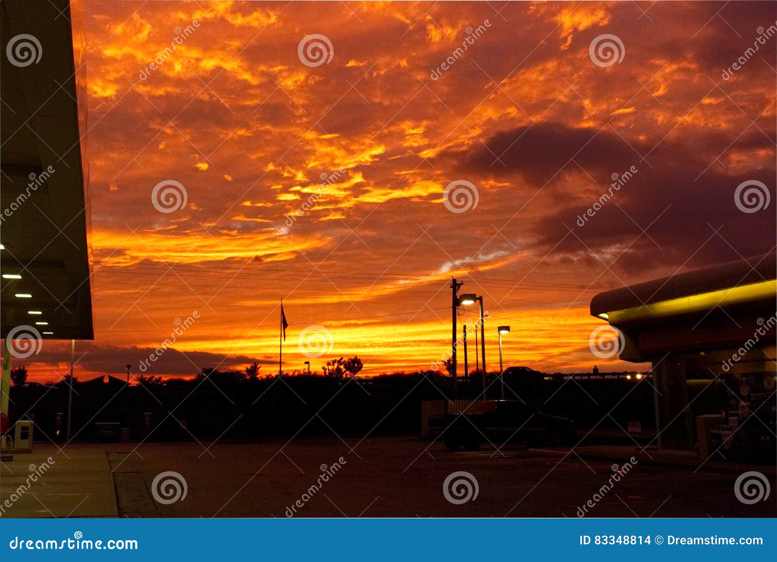 Gas Station Sunset 1 stock photo. Image of clouds, setting - 83348814