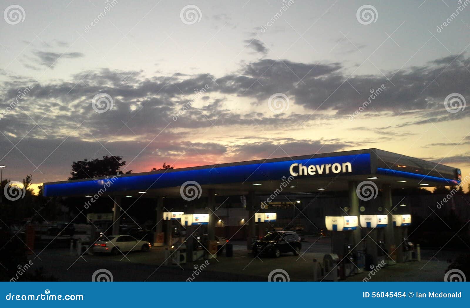 Gas Station at Sunset editorial stock image. Image of petrol - 56045454