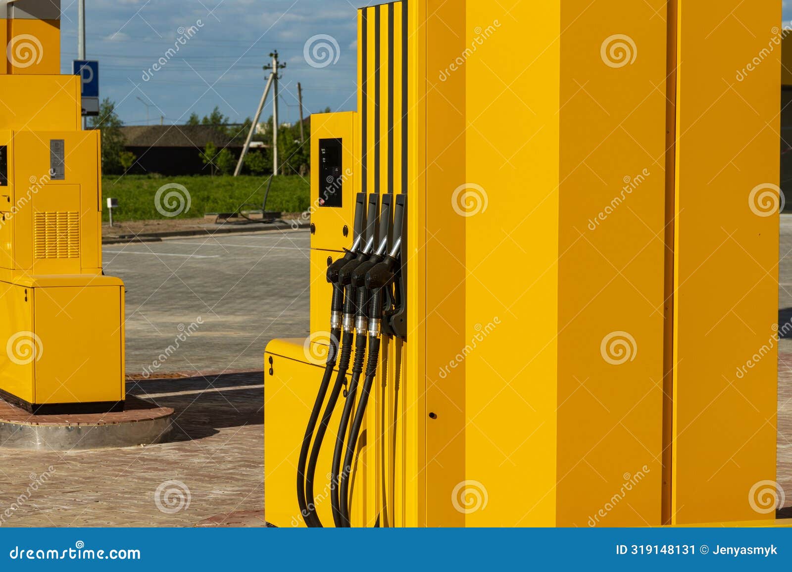Gas Station. Yellow Modern Gas Station Stock Image - Image of fueling ...