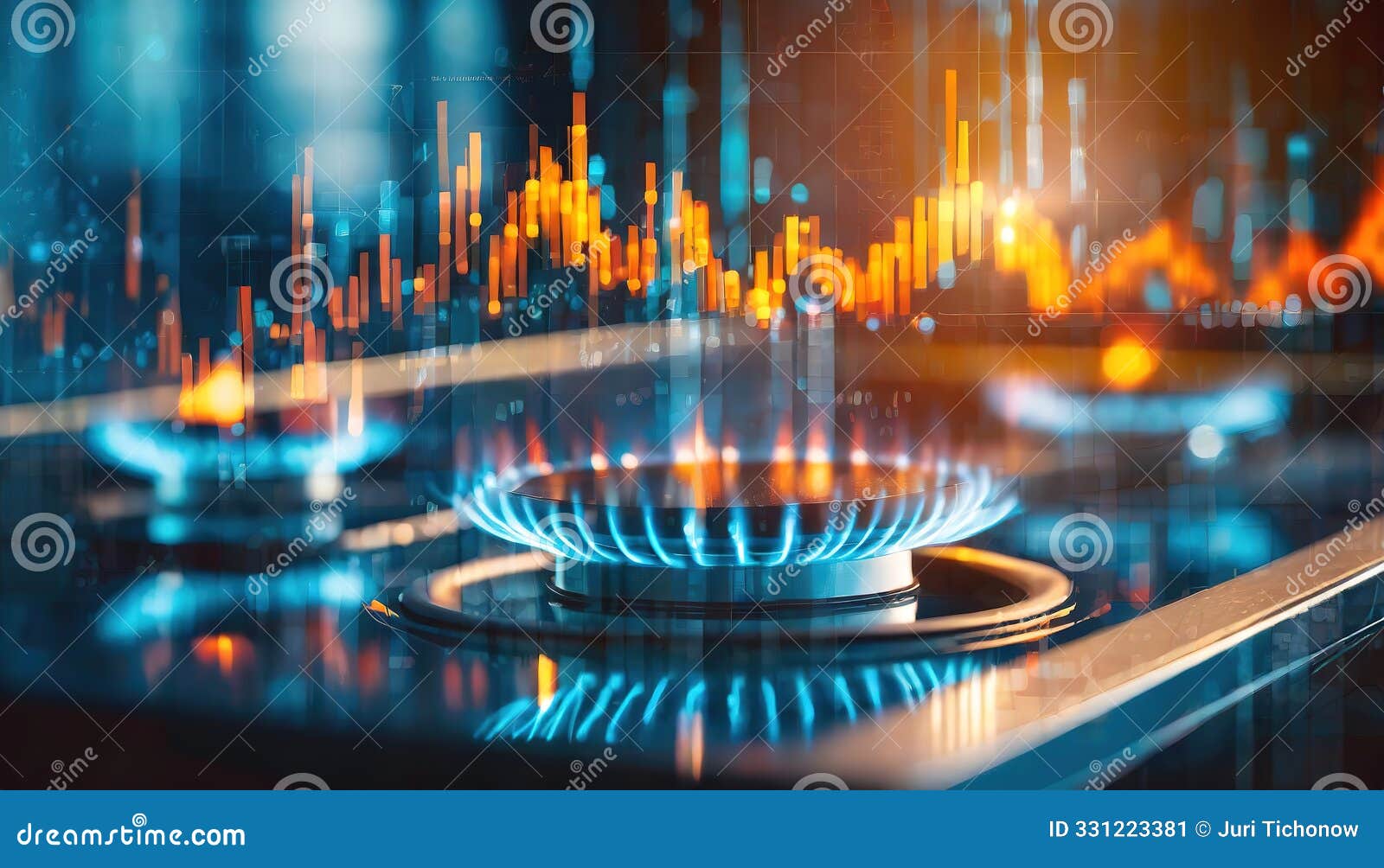 A Gas Stove Burner with Data Visualization Graphs Overlay. Stock Image ...