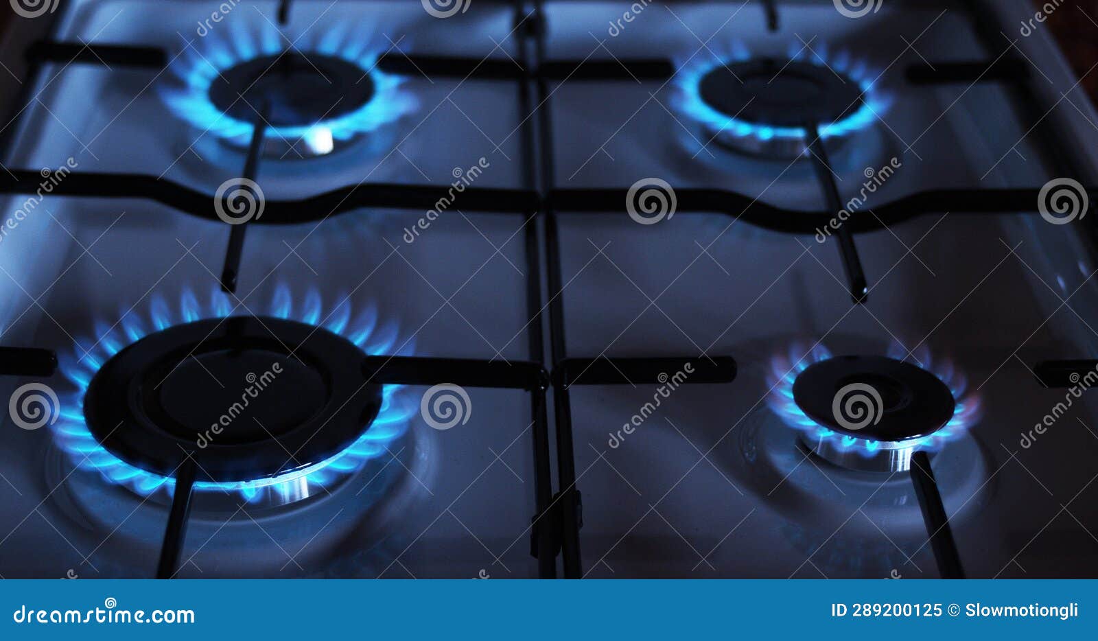 Gas Stove Burners, Blue Flame, Kitchen Stock Image - Image of studio ...