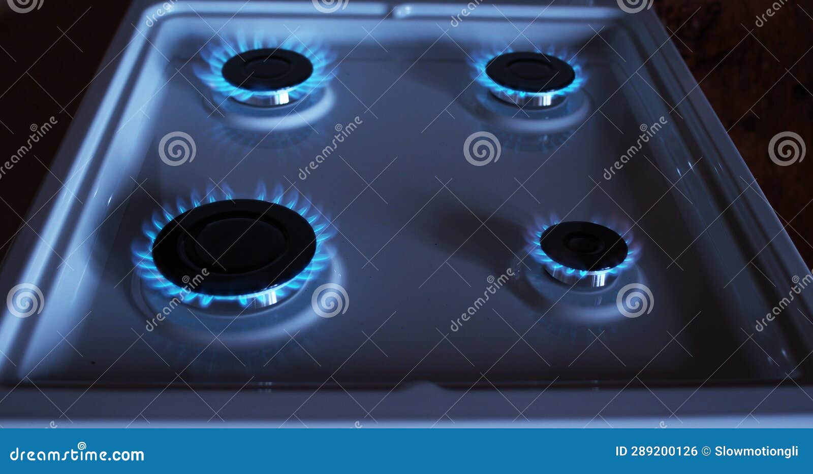 Gas Stove Burners, Blue Flame, Kitchen Stock Photo - Image of cookers ...