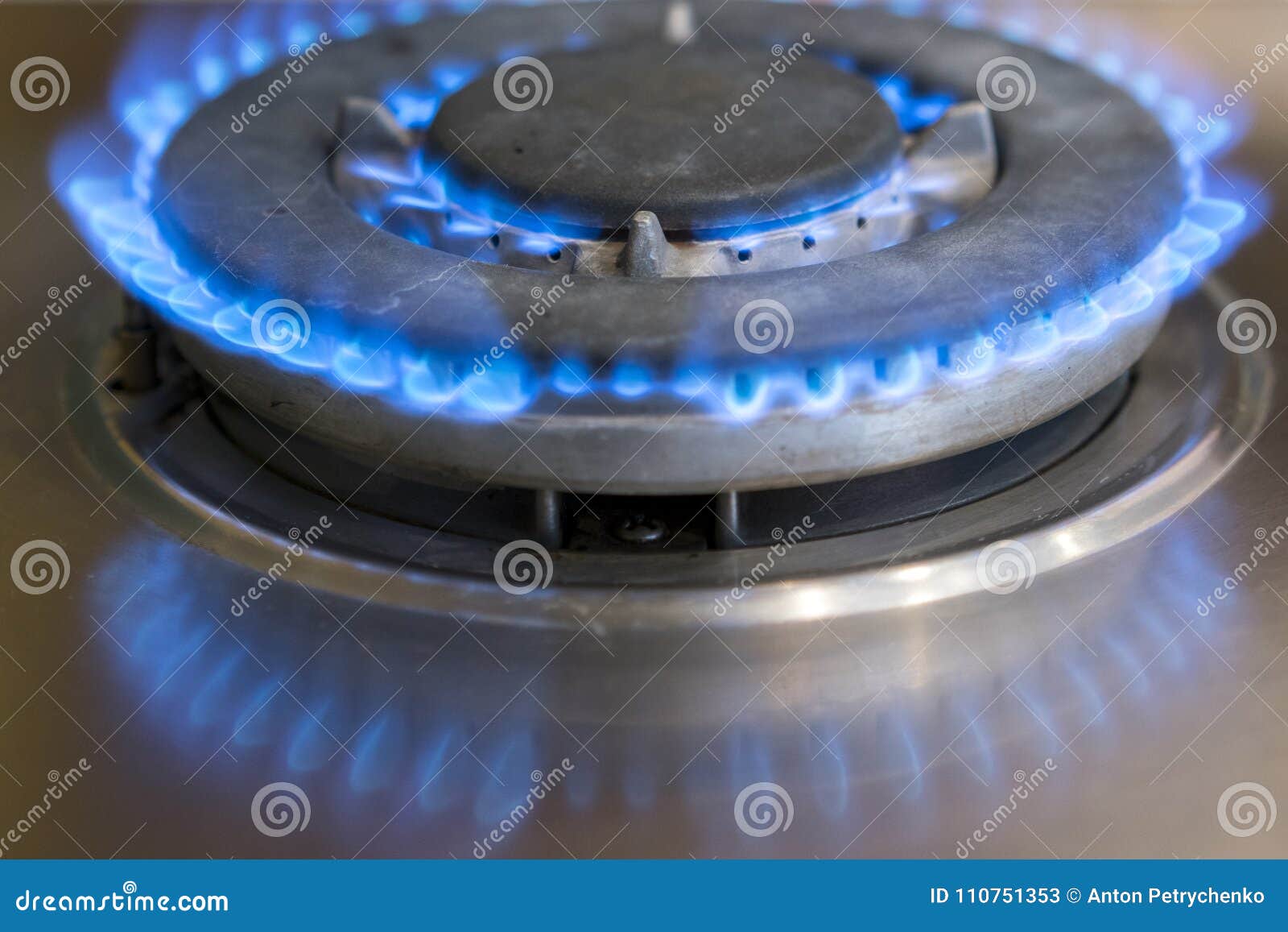 On the Gas Stove, Gas is Burning Stock Image - Image of circle ...