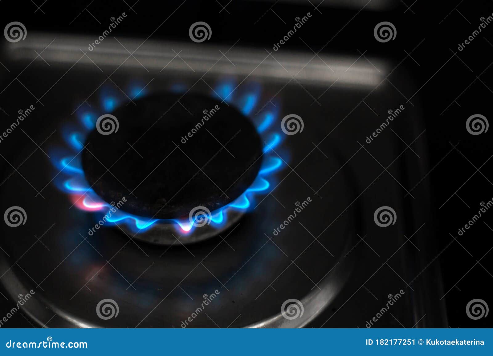 Gas Stove, Gas Is Burning. Gas Burner On A Dark Background Stock Image ...