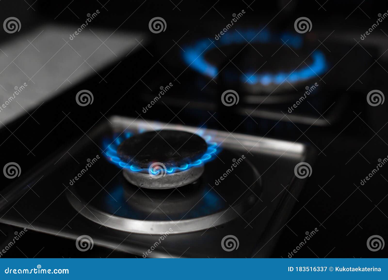 Gas Burning In The Burner Over Black Background. Stock Photography ...