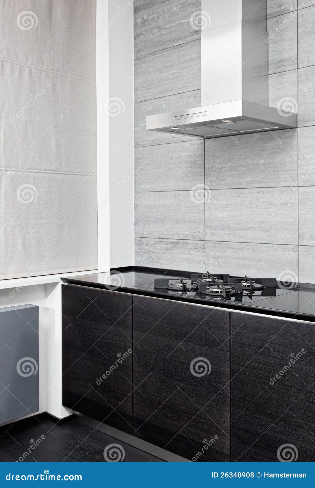 Gas Stove and Cooking Hood on Modern Kitchen Stock Photo - Image of ...