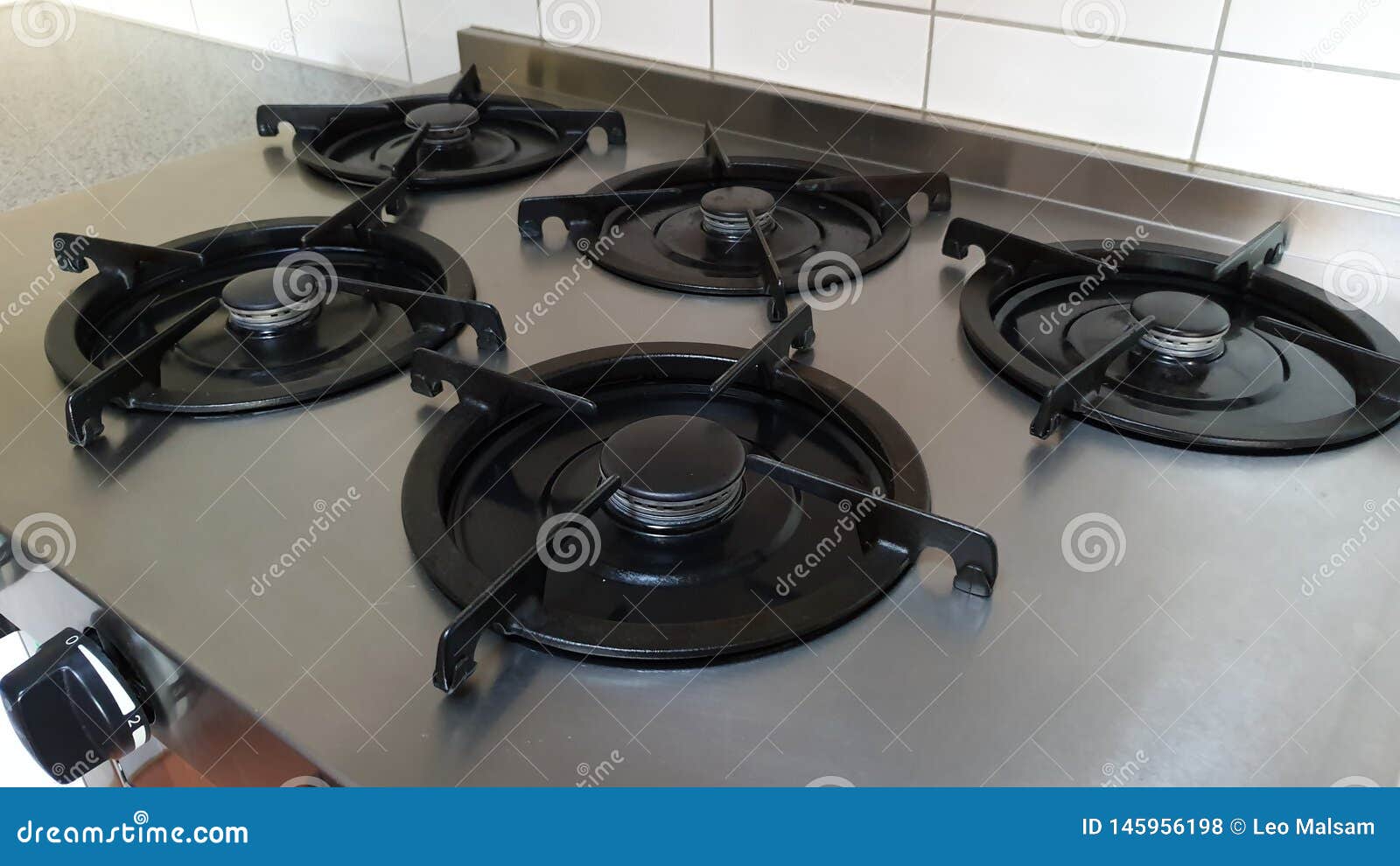 Gas Stove with Five Rings in the Kitchen Stock Photo - Image of flame ...