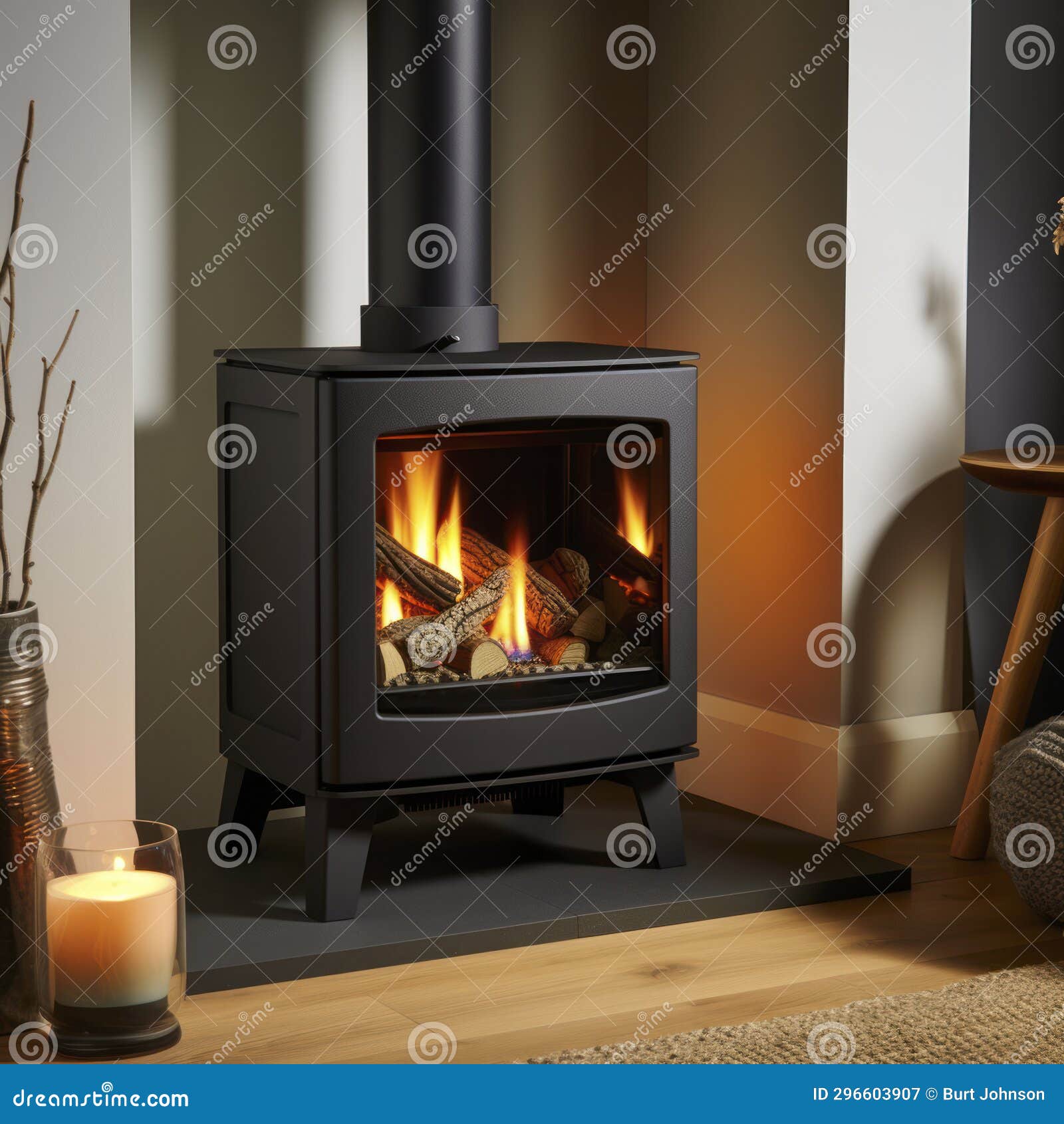 Gas Stove with Flame Showing Flame Stock Image - Image of warm, decor ...