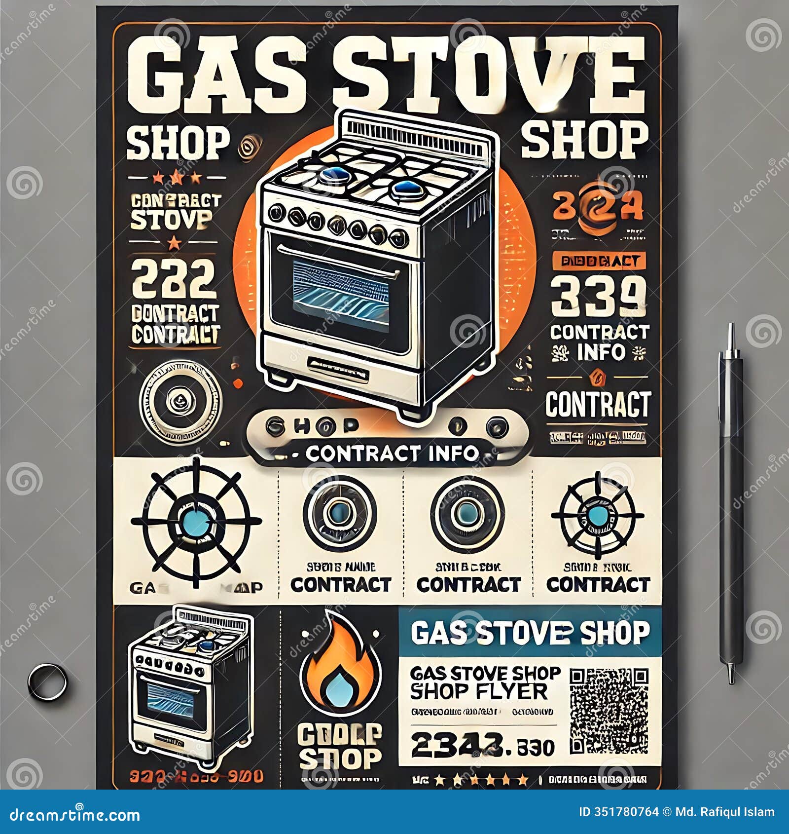 Gas Stove Flyer Banner Template Design Stock Illustration ...