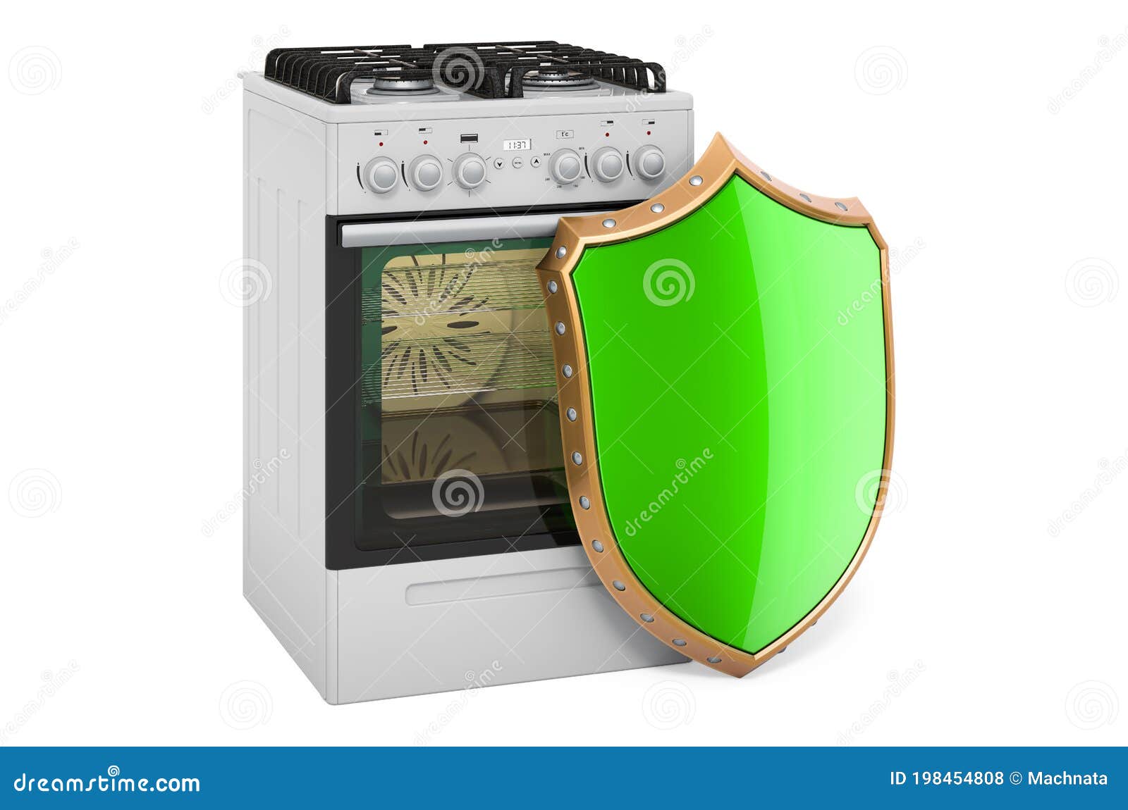 Gas Stove with Shield. Guarantee and Protection Gas Range with Oven ...