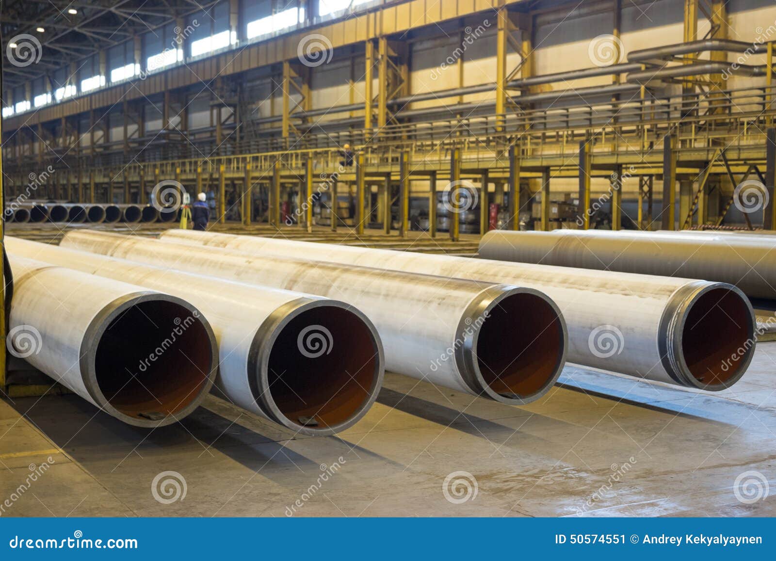 Gas Supply Pipes of Large Diameter are Stacked in Workshop Stock Image ...