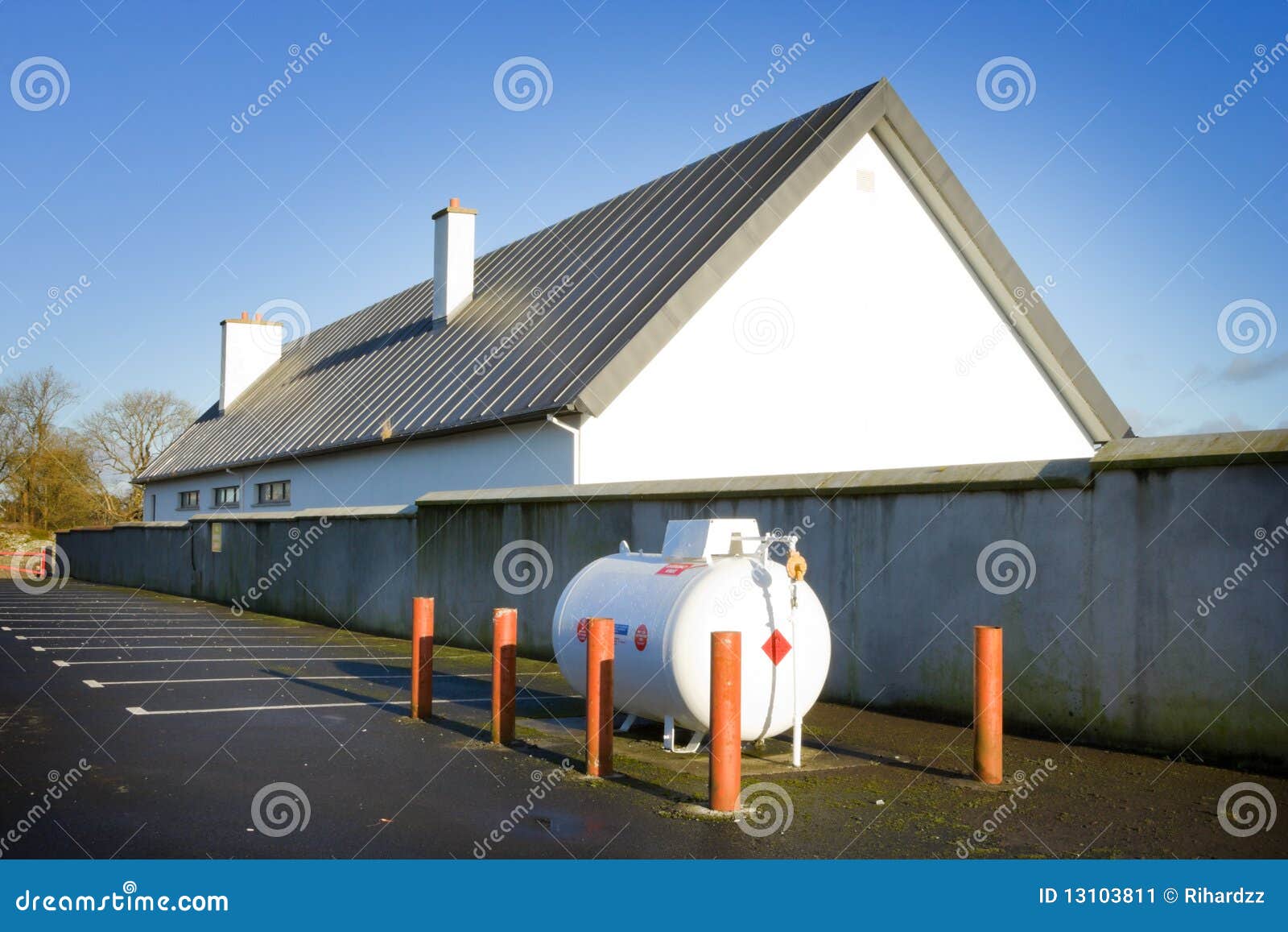 Gas tank and building stock image. Image of danger, roof - 13103811