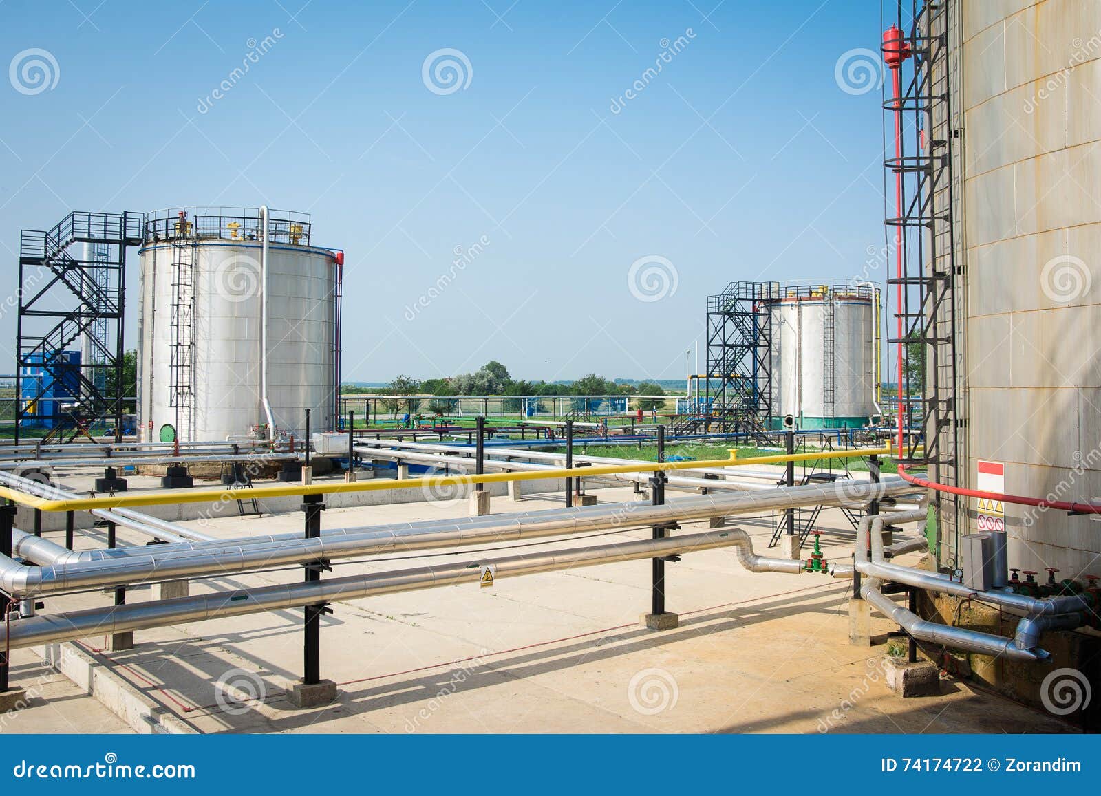 Gas Tank in Oil Processing Plant Stock Photo - Image of gasoline ...
