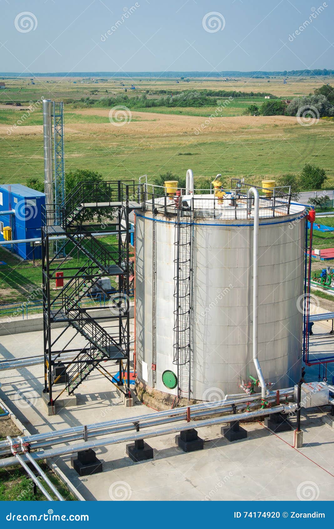 Gas Tank in Oil Processing Plant Stock Photo - Image of production ...