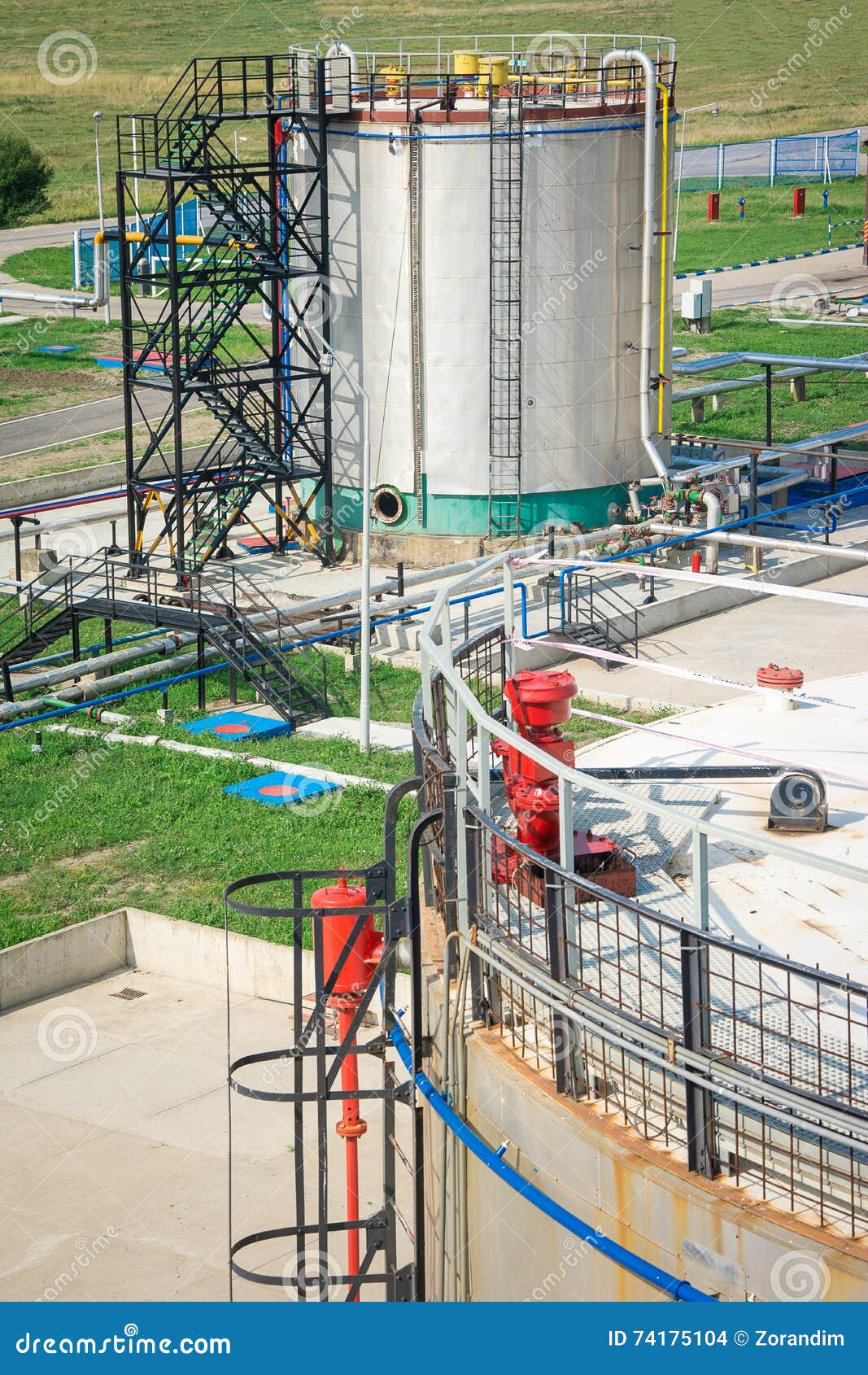 Gas Tank in Oil Processing Plant Stock Photo - Image of fuel ...