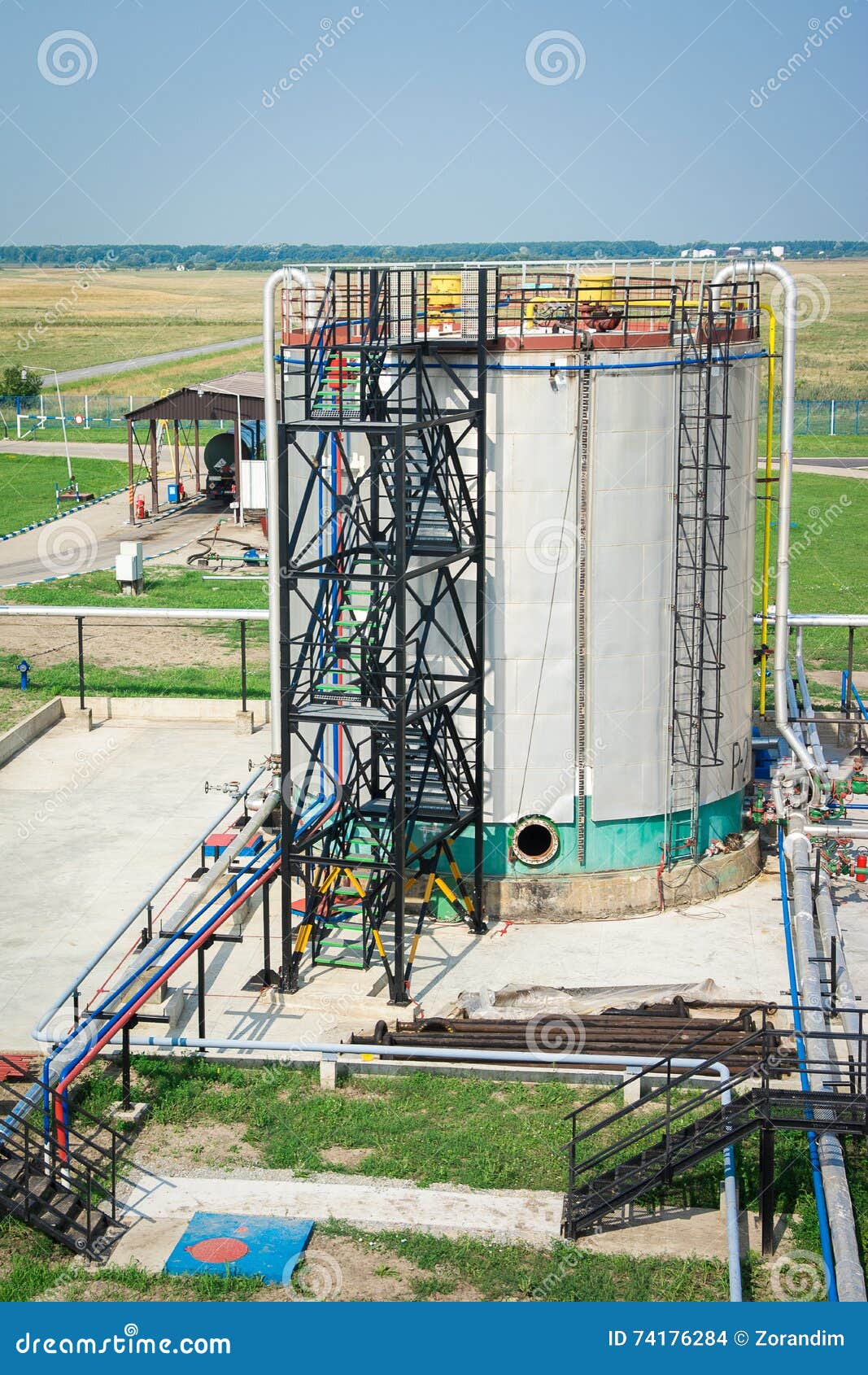 Gas Tank in Oil Processing Plant Stock Photo - Image of pipeline ...