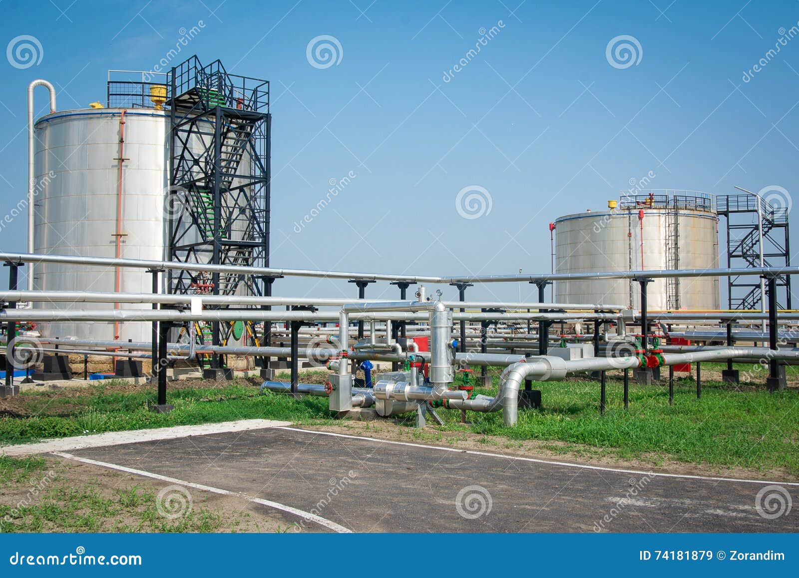 Gas Tank in Oil Processing Plant Stock Image - Image of industrial ...