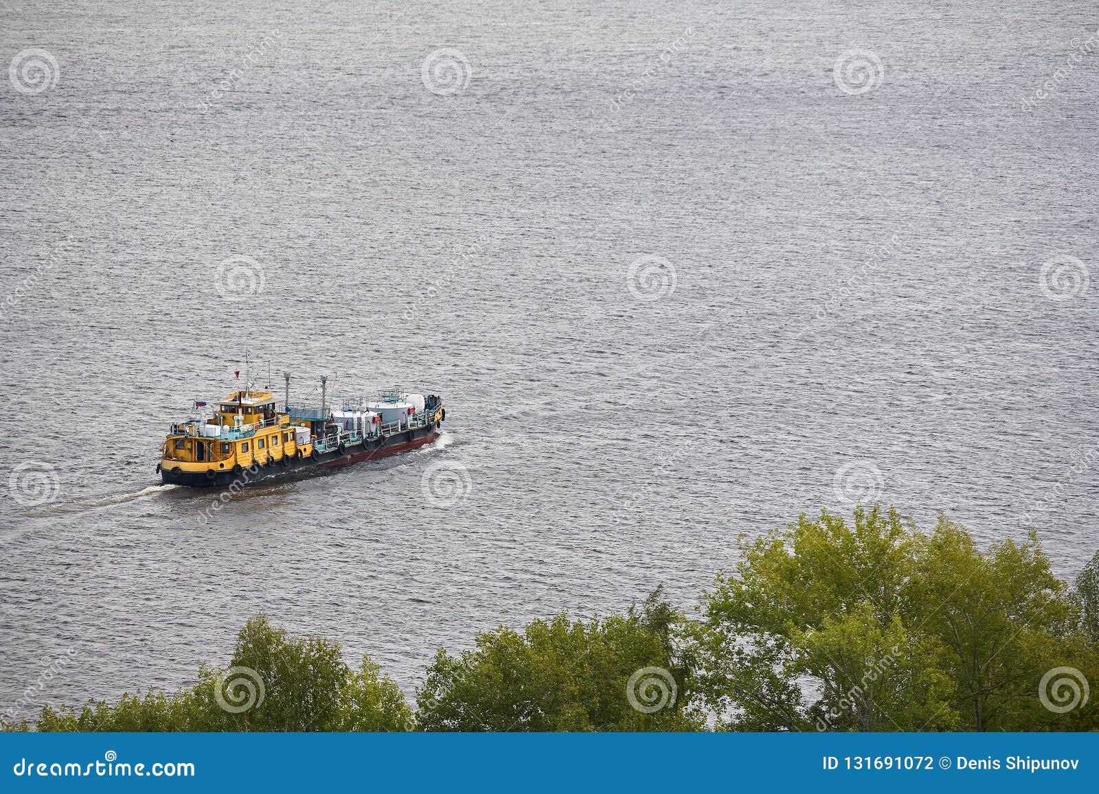 Gas Tanker Floating on the River Stock Photo - Image of nautical, cloud ...