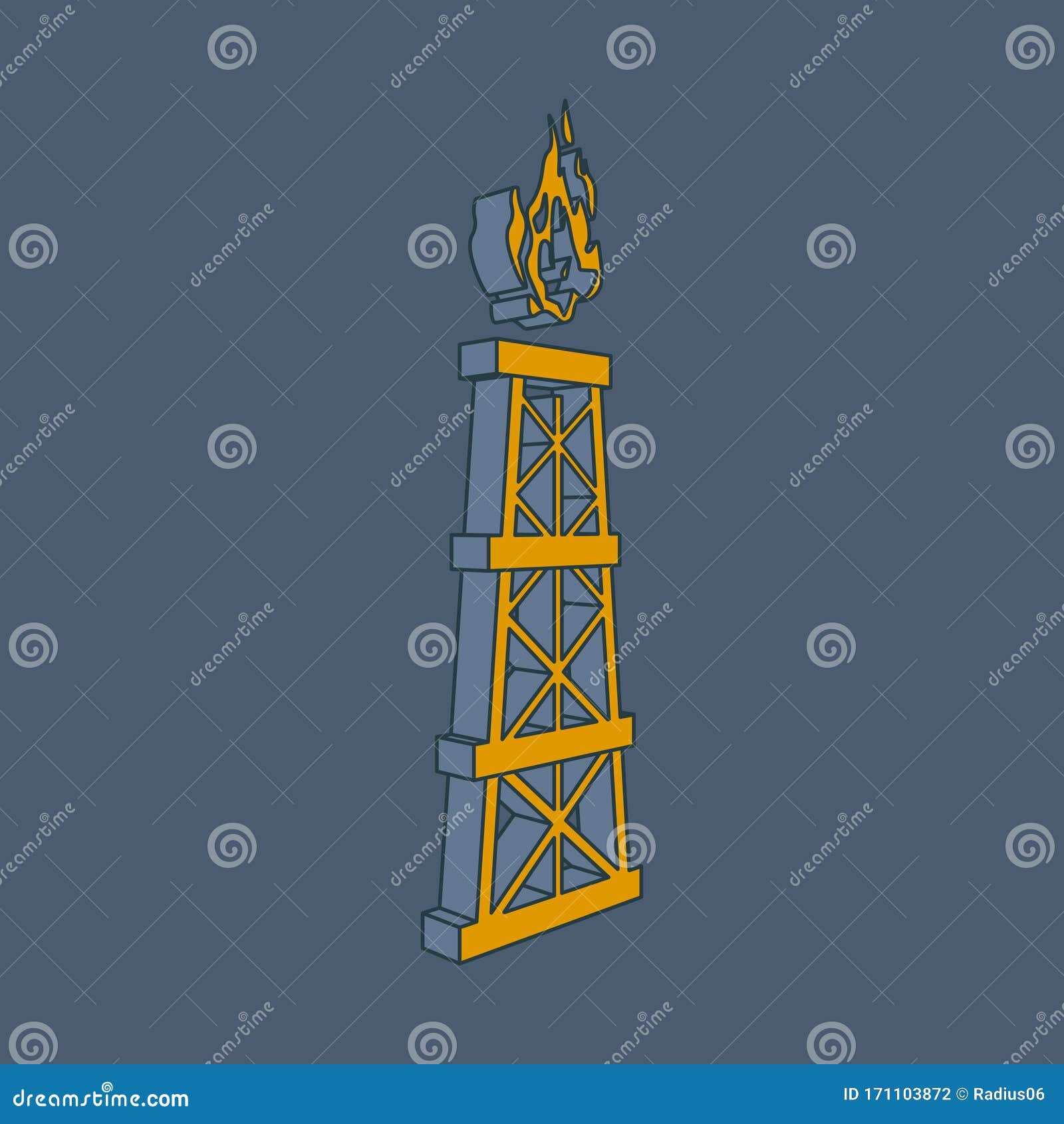 Gas tower icon. stock vector. Illustration of flame - 171103872