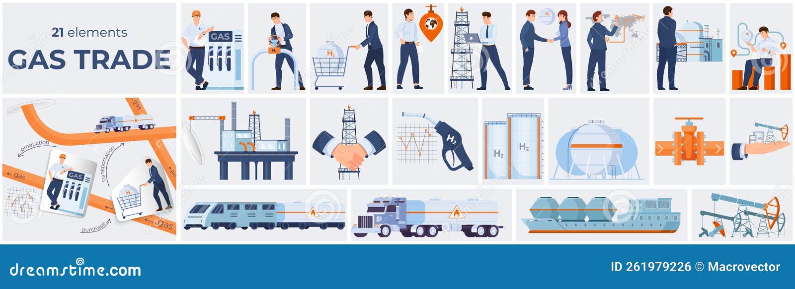 Gas Trade Flat Composition stock vector. Illustration of liquefied ...