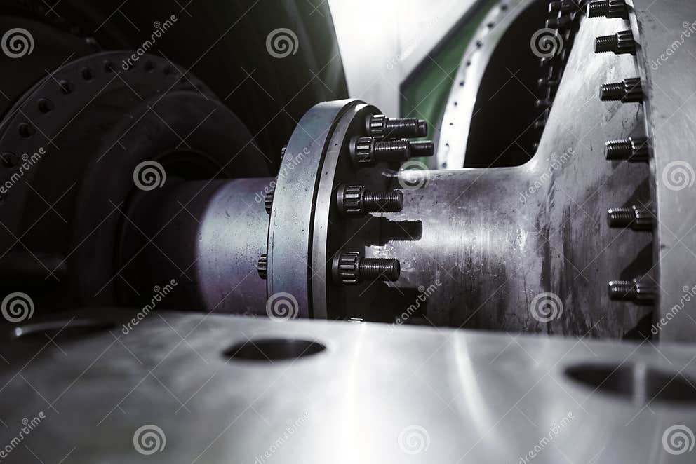 A Gas Turbine with a Compressor Rotor and a Bolted Coupling Half Stock ...