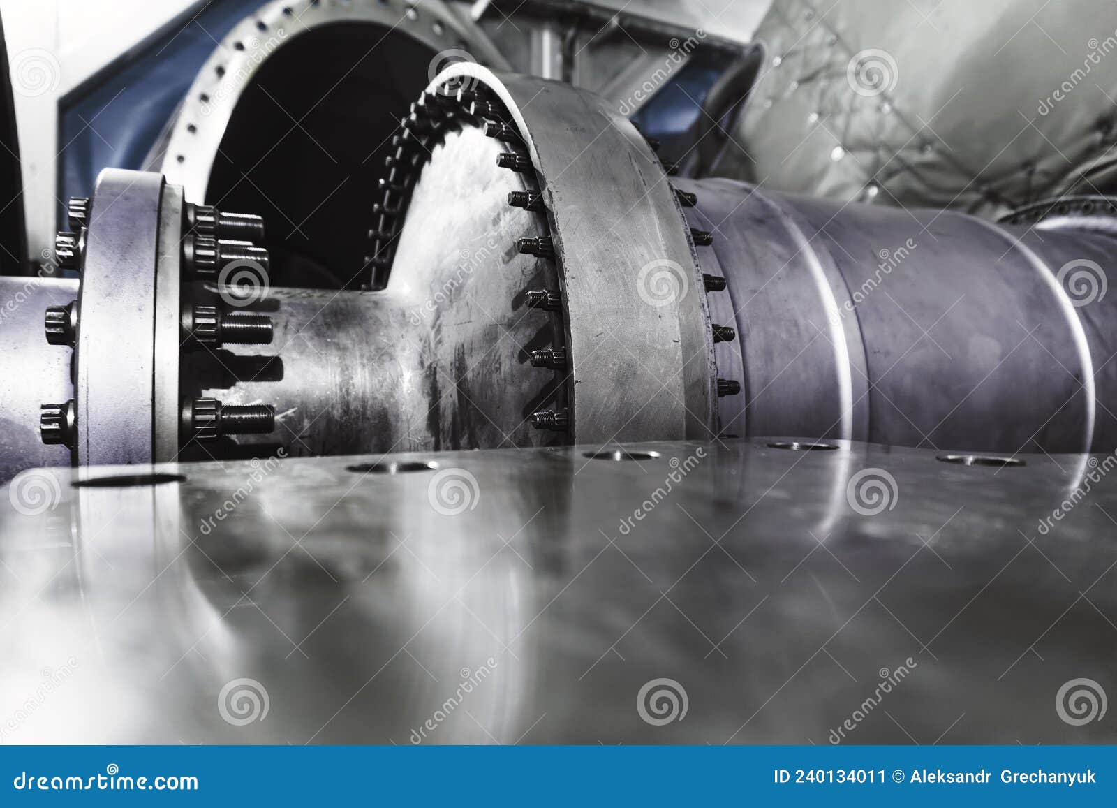 A Gas Turbine with a Compressor Rotor and a Bolted Coupling Half Stock ...