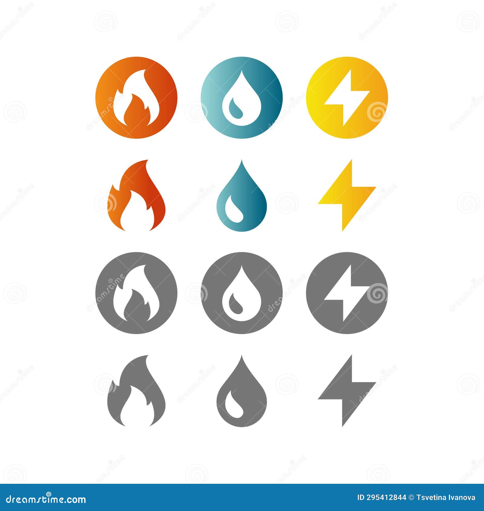 Drop And Bolt Symbols With Hands. Vector Thin Line Icon Linear Stroke ...