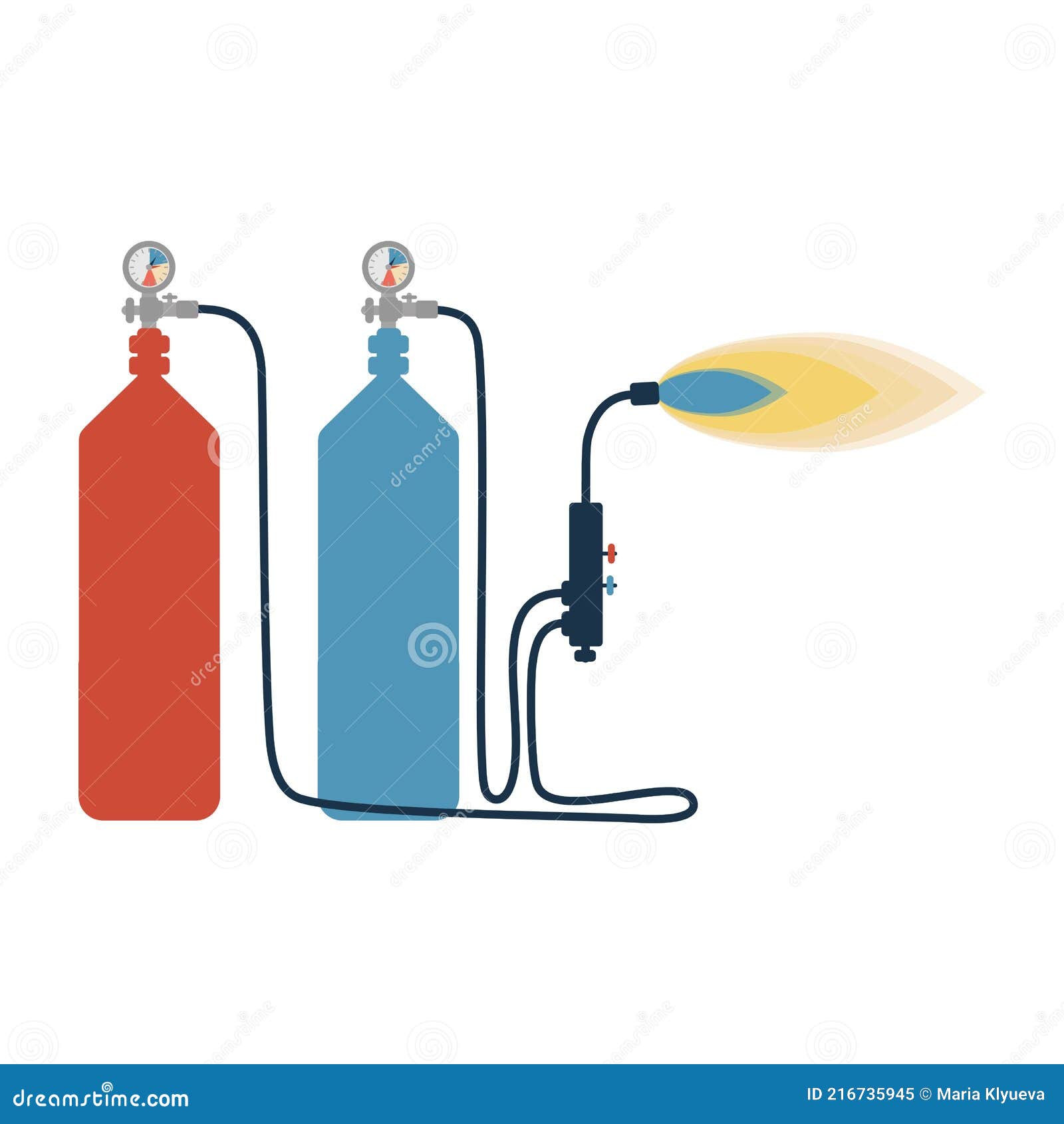 Gas Welding with Cylinders and a Torch. Vector Stock Vector ...
