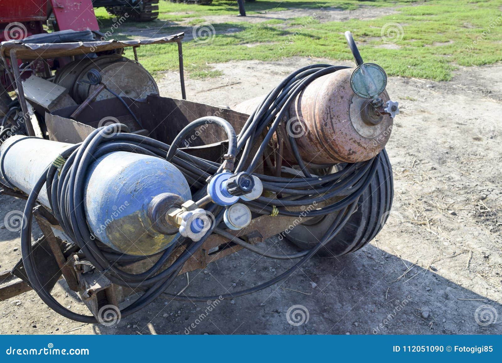 Gas Welding Equipment. a Cylinder with Propane and a Cylinder with ...